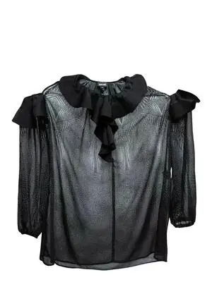 Just Cavalli Ruffled-collar Semi-sheer Blouse - Black