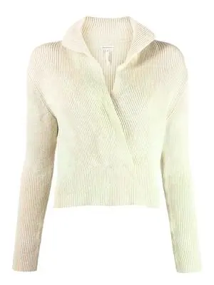 Hermès 1990-2000s Crossover-neck Ribbed Jumper - Neutrals