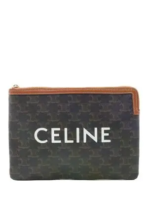 Celine 2010s Triomphe Pattern Clutch - Black