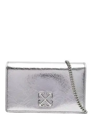 Off-White Jitney Leather Clutch - Silver