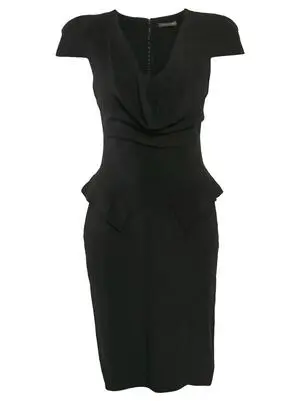 Alexander McQueen Cowl-neck Peplum Dress - Black