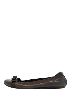 Carolina Herrera Patent-leather Bow-detail Ballet Flats - Brown