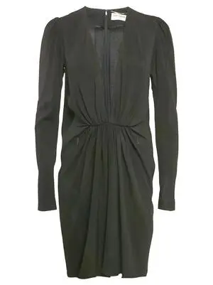 Saint Laurent Crepe Midi Dress - Black