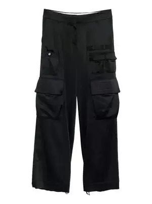Off-White Satin Cargo Trousers - Black