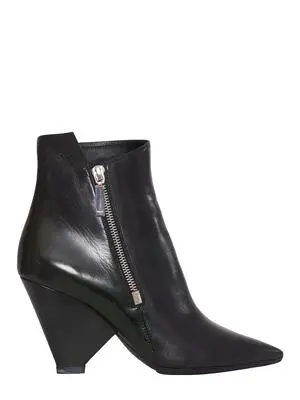 Saint Laurent 90mm Leather Ankle Boots - Black