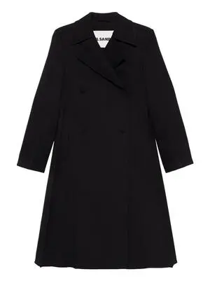JIL SANDER Double-breasted Twill Coat - Black