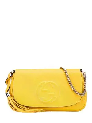 Gucci 2000-2015 Medium Leather Soho Chain Flap Crossbody Bag - Yellow