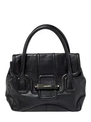 Gianfranco Ferre Leather Satchel With Top Handles - Black