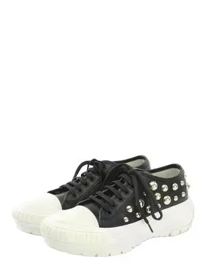 LOUIS VUITTON Stud-embellished Leather Sneakers - Black