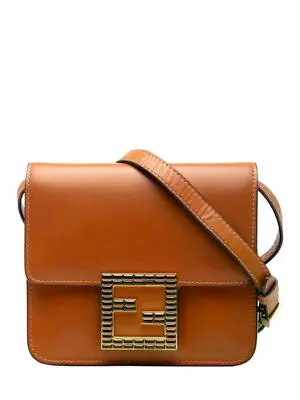Fendi 2010-2025 Leather Crystal Fab Crossbody Bag - Brown