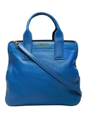 Miu Miu Leather Two-way Tote Bag - Blue