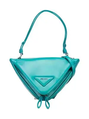 Prada 2013-2025 Nappa Padded Signaux Triangle Satchel - Blue