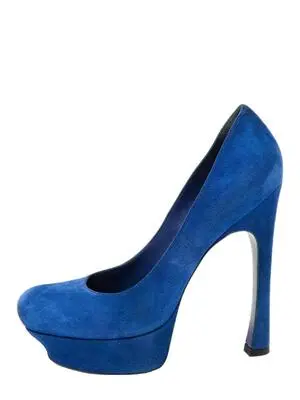 Saint Laurent 140mm Suede Platform Pumps - Blue