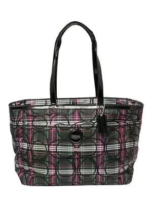 COACH® Leather Plaid Tote Bag - Black