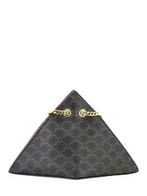 Celine Pyramid Chain Triomphe Coated Canvas Shoulder Bag - Brown