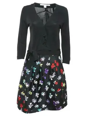 Diane Von Furstenberg Floral Wrap Mini Dress - Black