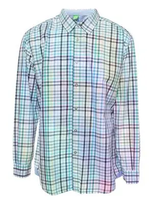 BOSS Checked Cotton Shirt - Blue