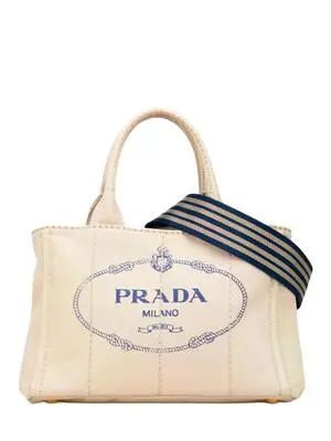 Prada Small Canapa Logo Satchel - Brown