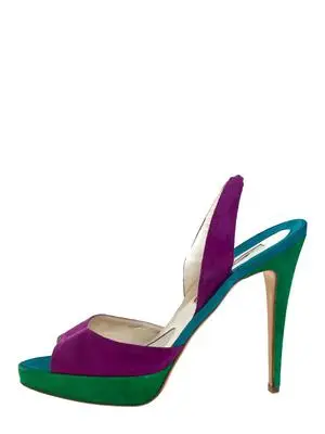 Brian Atwood 125mm Slingback Platform Sandals - Green