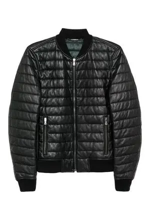 Dolce & Gabbana Leather Bomber Jacket - Black
