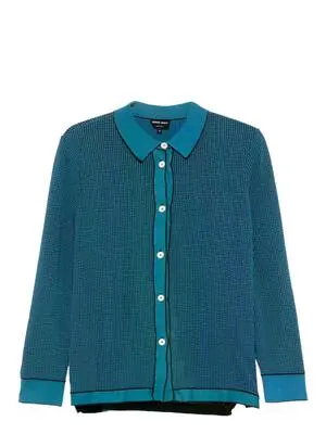 Giorgio Armani 2000s Textured Buttoned Jacket - Blue