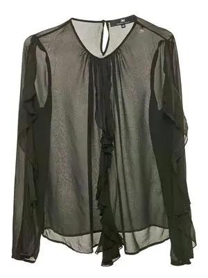 Elisabetta Franchi Sheer Ruffled Blouse - Black
