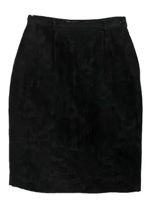 Valentino Garavani 1980s Floral-pattern Silk Skirt - Black