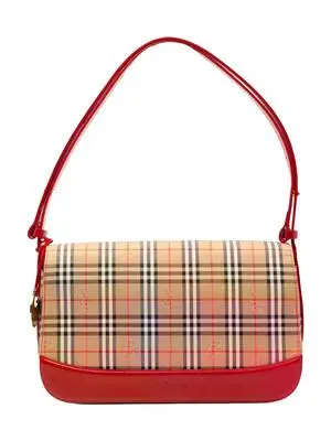 Burberry Haymarket Check Canvas Shoulder Bag - Brown
