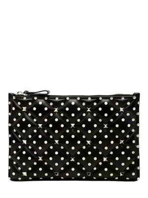 Valentino Garavani 2000-2017 Leather Polka Dot Rockstud Clutch Bag - Black