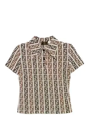 Fendi 1990-2000s Zucca Short Sleeve Top - Brown