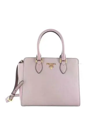 Prada Convertible Saffiano And Soft Calf Small Tote Bag - Neutrals