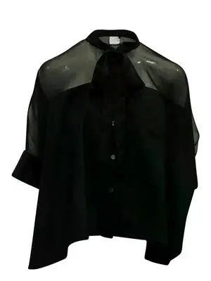 NIKE X SACAI NIKE X SACAI Sheer-panel Tie-neck Shirt