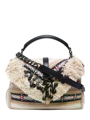 Saint Laurent Collége Jacquard Shoulder Bag - Neutrals