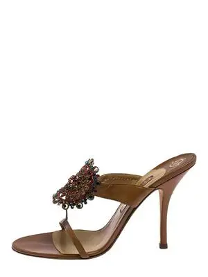 GINA 110mm Bead-embellished Heeled Sandals - Brown