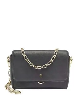 AIGNER Leather Chain Shoulder Bag - Black