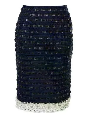 Oscar De La Renta Knitted Midi Skirt - Blue
