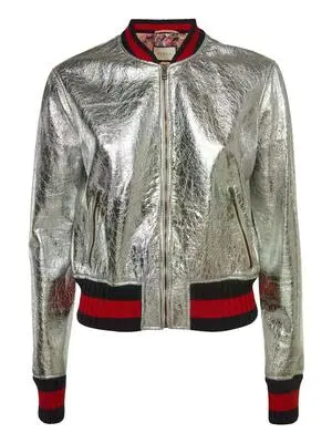 Gucci Metallic-effect Bomber Jacket - Silver