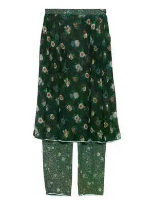 Versace Floral-print Skirt - Green