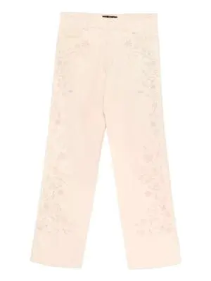 Fendi 1990s Floral-embroidered Trousers - Orange