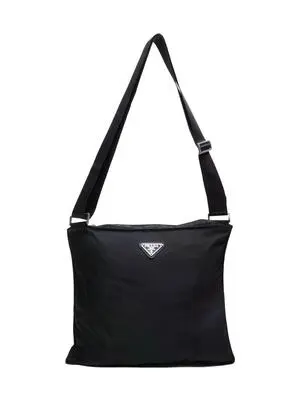 Prada 1990-2000 Logo-triangle Shoulder Bag - Black