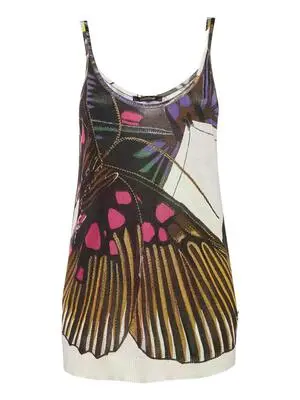 Roberto Cavalli Butterfly-print Tank Top - White