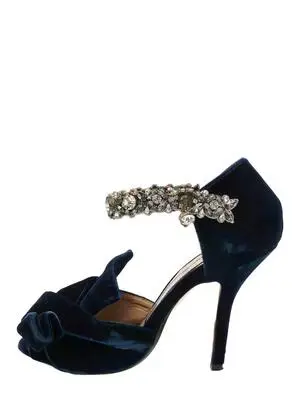 N°21 105mm Crystal-embellished Velvet Sandals - Blue