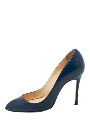CHRISTIAN LOUBOUTIN Leather Pointed-toe Pumps - Blue