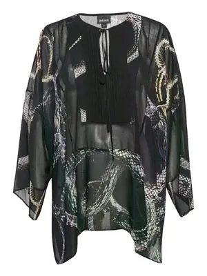Just Cavalli Snake-print Pleated Blouse - Black