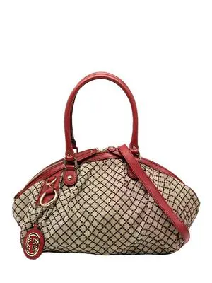 Gucci Diamante Canvas Sukey Satchel - Brown