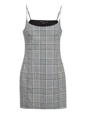 ALEXANDER WANG Plaid Scoop-neck Dress - Grey