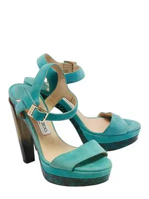 JIMMY CHOO 120mm Suede Platform Sandals - Blue