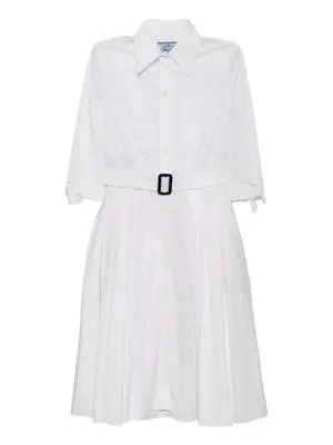 Prada Pleated Shirt Dress - White