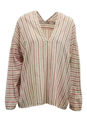 VINCE Striped V-Neck Blouse