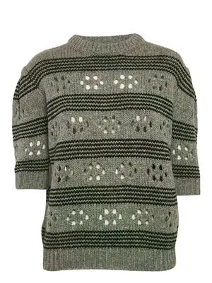 Miu Miu Ribbed Knit Cut-out Sweater - Grey